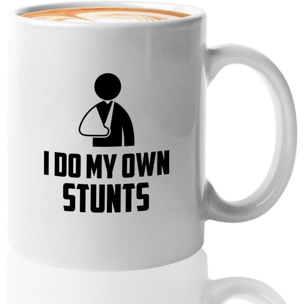 商品名Get Well Soon Coffee Mug 11oz White - I Do My Own Stunts - Broken Arm Hand Bone Tees Leg Wrist Elbow Injury Motorcycl...