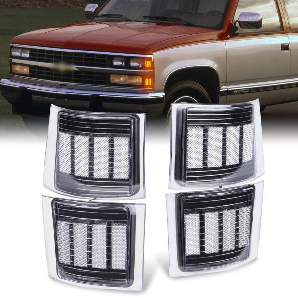 商品名: Gempro LEDコーナーライト サイドマーカーシグナルランプ シボレー C/K 1500 2500 3500 1994-1998 C10 ピックアップトラック シルバラード サバーバン タホ フロントグリルライト 4個 (クリ...