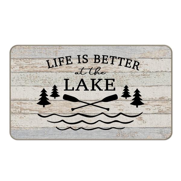 商品名:  MIXDING Life is Better at The Lake Paddle Funny Quotes Entrance Door Mat 17x30 Inch Doormats Decor, Nautical Lake ...