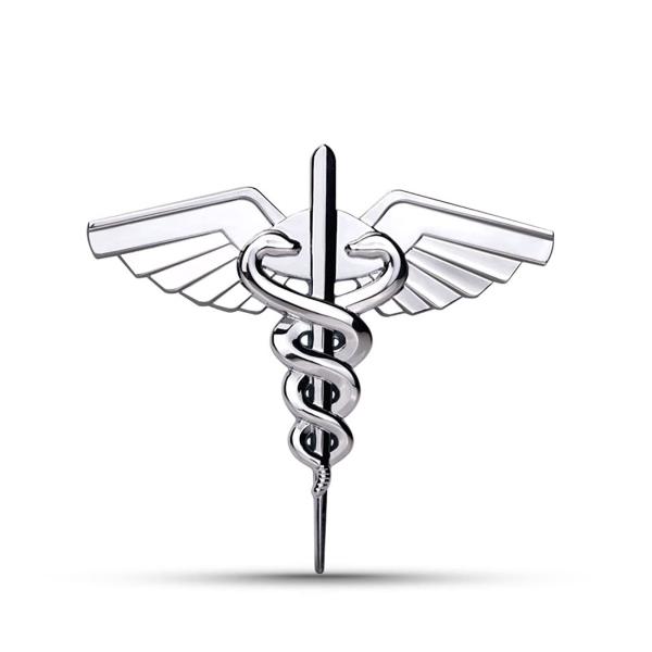 商品名: カドゥケウス スネークスティックウィング メタルステッカー 車用 ダブルスネークメタルカーステッカー 亜鉛合金バッジ エンブレムデカール カーバンパーステッカー 車 バイク トラック (シルバー) 1枚パック 1 Pack Cad...