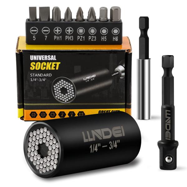 商品名:  Universal Socket Tool Gift for Men, LLNDEI 11PCS Universal Socket Wrench Screwdriver Bit Set Quick Release Adapter...