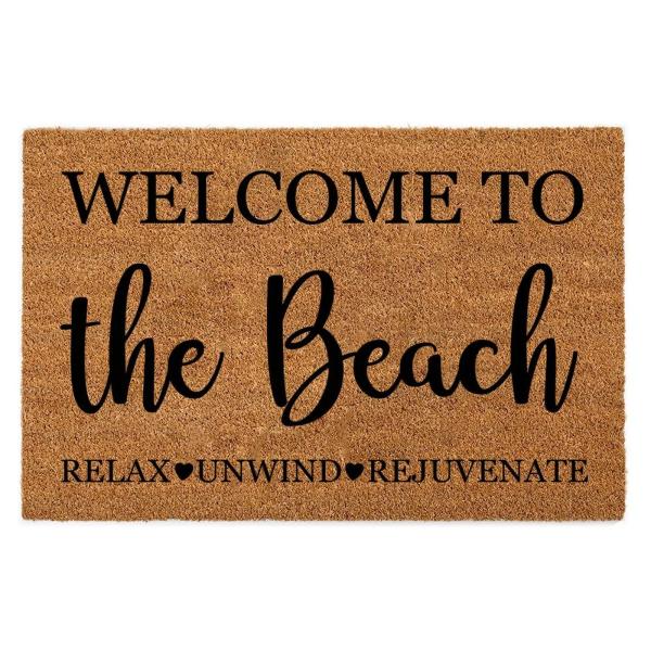 商品名:  Welcome Doormat Welcome to The Beach Relax Unwind Rejuvenate Floor Mats Doormat Front Door Rugs for Outside Entry ...