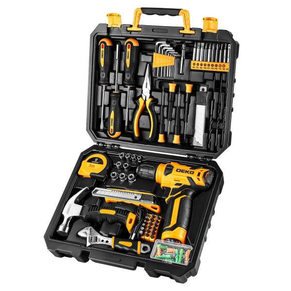 商品名: DEKOPRO 126 Piece Power Tool Combo Kits with 8V Cordless Drill, 10MM 3/8'' Keyless Chuck, Professional Household Ho...