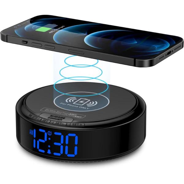 商品名REACHER Small Simple Alarm Clock with Wireless Charging, Easy to Use, Dimmable Digital LED Display, Adjustable Volume...