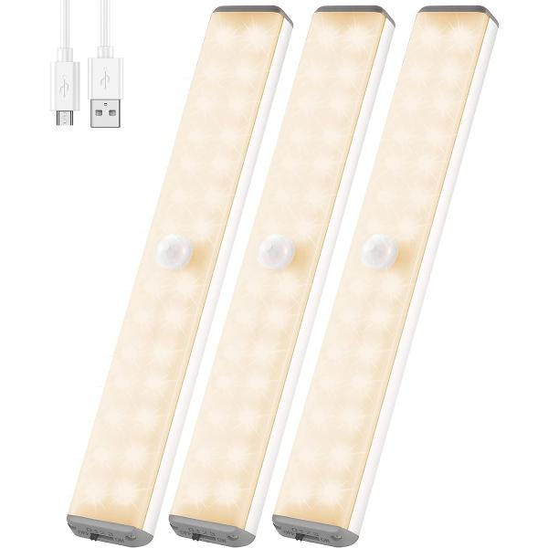 商品名LED Closet Light, 28LED Dimmer Rechargeable Motion Sensor Under Cabinet Lighting Wireless Stick-Anywhere Night Light ...