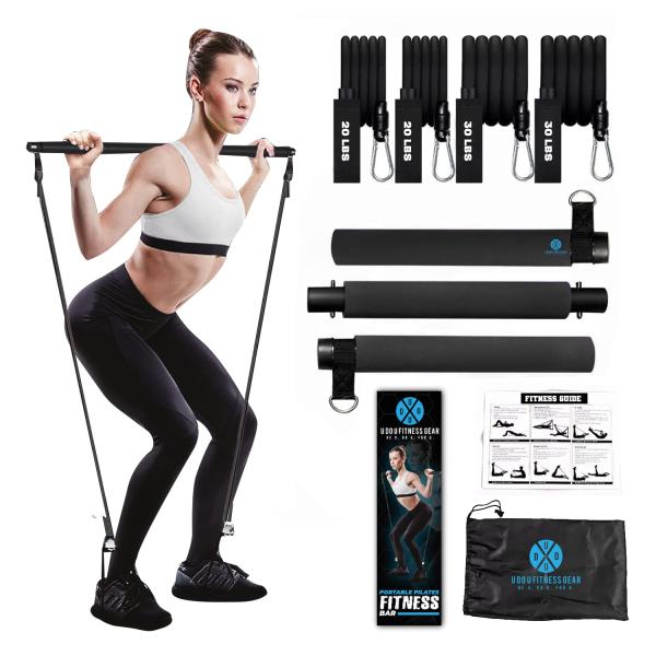 商品名: ネックガード Pilates Bar Kit with Resistance Bands - Workout Equipment for Home Workouts - Pilates Stick - Resistance Kit...