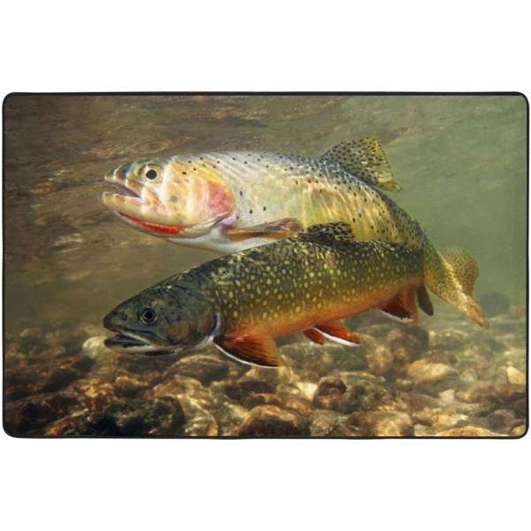 商品名Modern Area Rug for Living Room Brook Trout Fly Fishing Printed Non-Slip Absorbent Carpet for Bedroom Kitchen Home Ou...