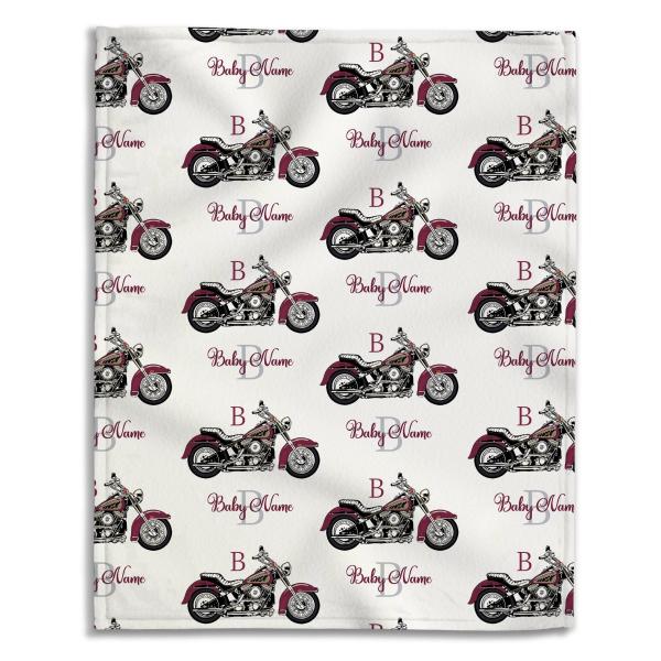 商品名:  Customized Infants Blankets with Name for Baby Boys, Personalized Motorcycle Newborn Swaddle Wrap Kids Soft Plush ...