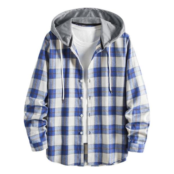 商品名:  JMIERR Mens Flannel Hoodie Plaid Shirt Jackets Casual Button Down Long Sleeve Lightweight Shirts,US 40(M),0Sky Blu...