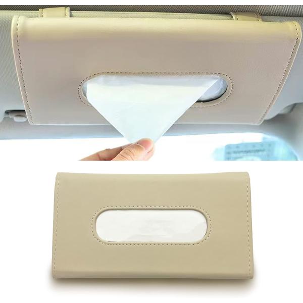 商品名OSIFIT 車用サンバイザーティッシュホルダー 吊り下げティッシュホルダー 車内トリムアクセサリー ユニバーサルカーPUレザーバックシートティッシュケースホルダー (ベージュ)OSIFIT Car Sun Visor Tissue ...