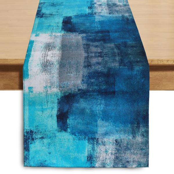 商品名:  Winotic Turquoise Table Runner Teal Abstract Modern Art Painting Blue Table Linen for Farmhouse Kitchen Dining Par...