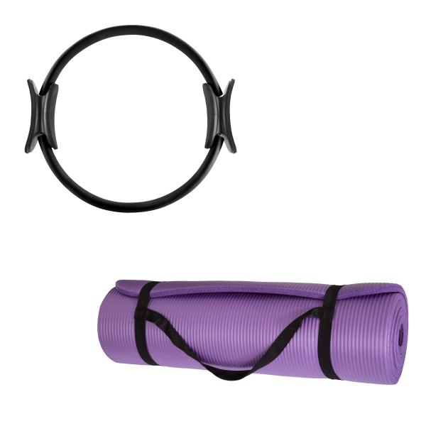 商品名:  Pilates Toning Ring and Yoga Mat Set ? Exercise Equipment Kit with Dual-Grip Foam Resistance Circle and Workout Ma...