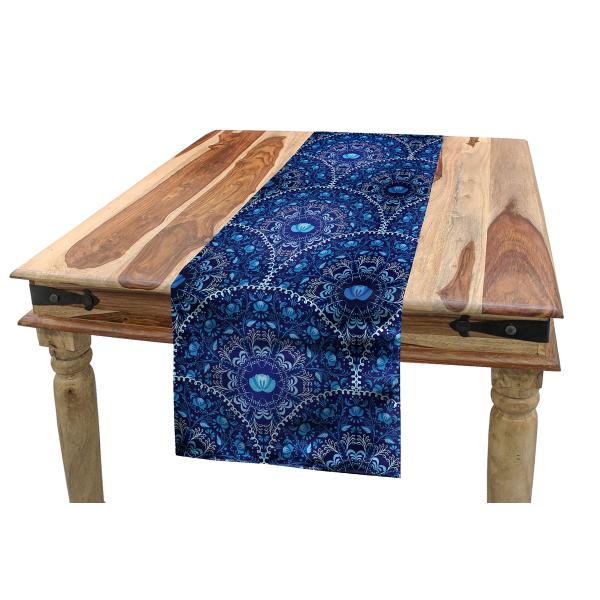 商品名:  Ambesonne Navy Blue Table Runner, Circular and Floral Alike Oriental Style Patterned Design Artwork, Dining Room K...