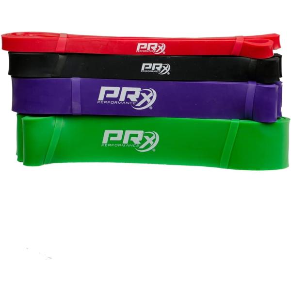 商品名PRx Performance - レジスタンス&amp;ストレッチバンド - 懸垂 懸垂 筋肉アップ パワーリフティング 理学療法 モビリティバンド エクササイズバンドに最適 (レッド ブラック パープル グリーン バンドル)PRx...