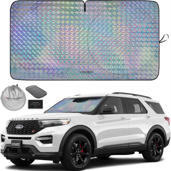 商品名: Autoamerics 1-Piece Windshield Sun Shade - Holographic Foldable Car Front Window Sunshade for Most Cars SUV Truck -...