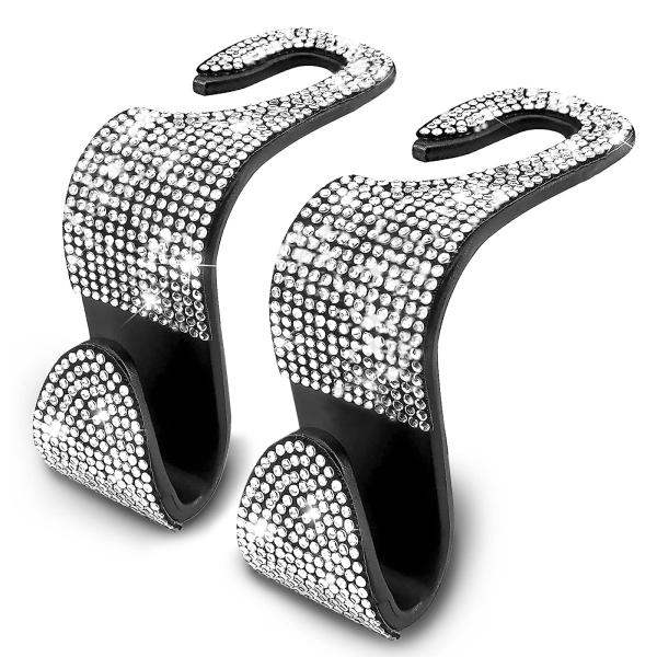 商品名: OSIFIT カーシートフック キラキラ光るラインストーンヘッドレストフック ユニバーサルキラキラカーインテリアアクセサリー ハンドバッグ 衣類 財布 ウォーターボトル用 (ホワイト) 2個 OSIFIT 2PCS Car Sea...