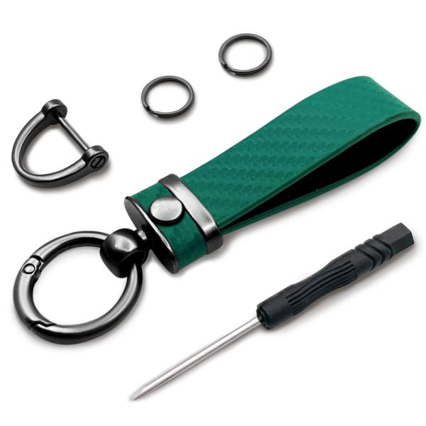 商品名: OSIFIT カーボンファイバースタイルカーキーチェーン ユニバーサル取り外し可能レザーキーチェーン 360度回転可能 紛失防止Dリング付き OSIFIT Carbon Fiber Style Car Keychain, Univ...