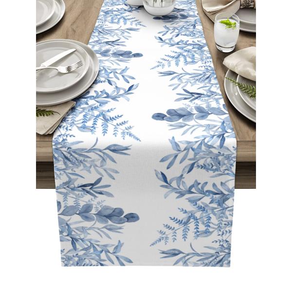 商品名:  Cotton Linen Table Runner 60 Inches Long, Blue Floral Washable Coffee Table Runners Non-Slip Dresser Scarf Table S...
