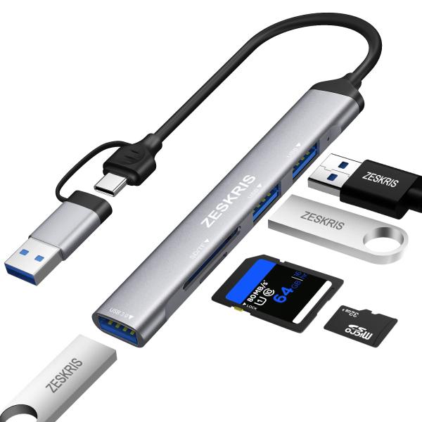 商品名: ZESKRIS USB Cハブ 5ポート ウルトラスリム データタイプCハブ USB 3.0 1 USB 2.0 TF/SD/MicroSDカードリーダー ポータブル USBスプリッター MacBook Pro/Air ノートパソ...