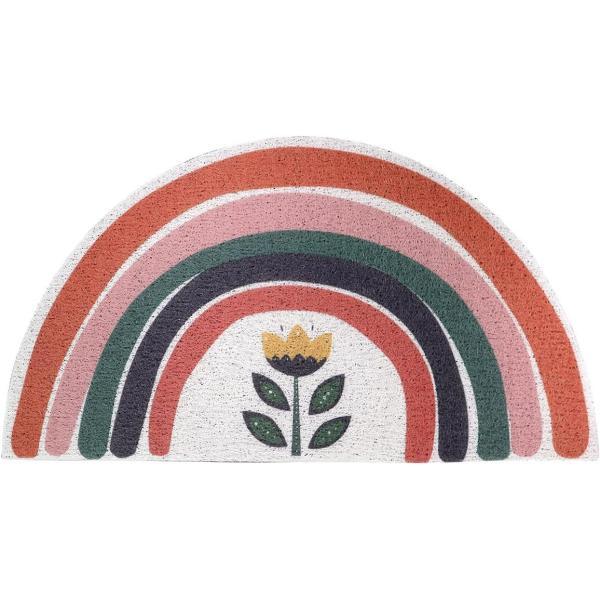 商品名Prettybuy Semi-Circle Rainbow Doormat Cute Rugs Indoor and Outdoor Mats Non-Slip Rugs Doorway Mat Welcome Mats Area R...