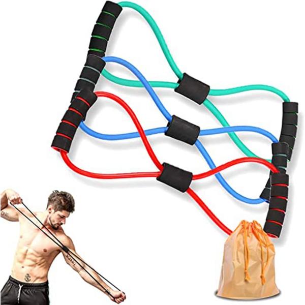 商品名:  Figure 8 Exercise Band 3 PCs Set Resistance Ring Exercise Band 3 Kinds of Resistance Used for Home, Gym, Yoga, Pil...