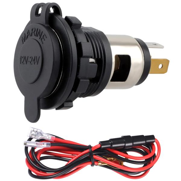 商品名:  12V Cigarette Lighter Socket, Car Power Outlet Cigarette Socket, Waterproof Motorcycle Cigarette Lighter Plug Rece...