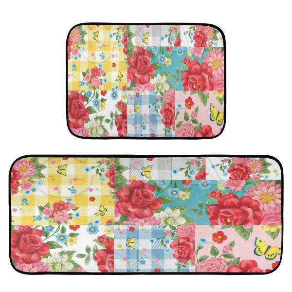 商品名:  Rose Flower Butterfly Kitchen Mats The Flower Floral Kitchen Rugs Runner Laundry Rug Non Slip Floor Door Mats Soft...