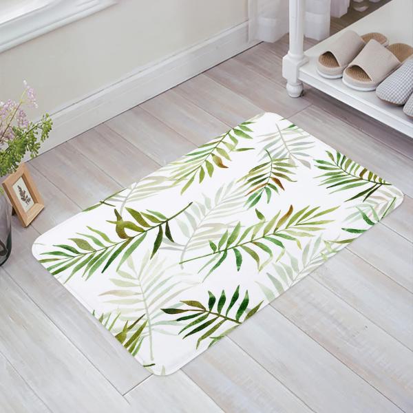 商品名:  Green Leaves 1 Piece Water Absorbent Door Mat Anti-Skid Memory Foam Cushioned Rug Comfort Standing Floor Mat for O...