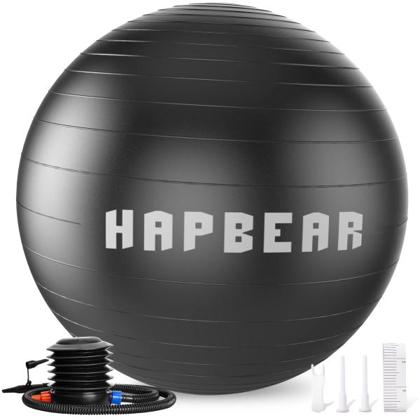 商品名: HAPBEAR エクササイズボール 5サイズ 安定性ワークアウト用ヨガボール 妊娠用大型出産ボール アンチバースト スイスバランスフィットネスボール ジム オフィス 理学療法 ピラティス クイックポンプ付き HAPBEAR Exe...