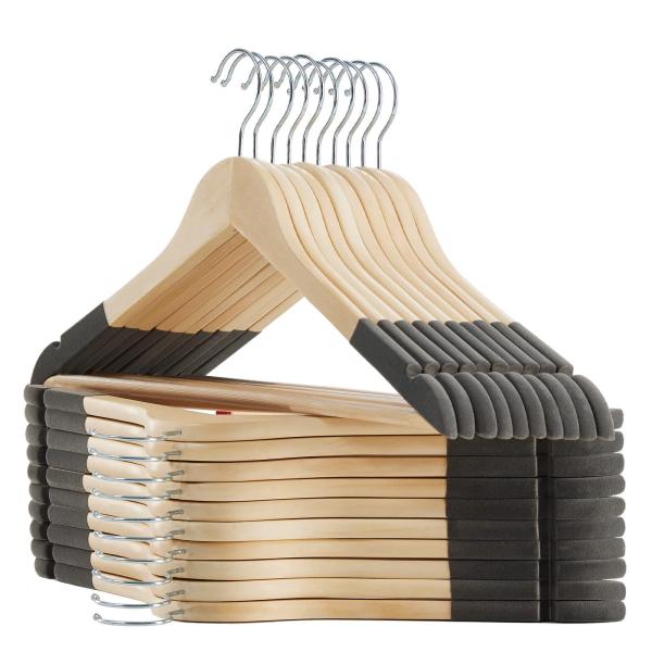 商品名:  Solid Natural Wooden Coat Hangers, 20 Pack Heavy Duty Smooth Finish Suit Hangers with Non-Slip Pant Bar, Precisely...