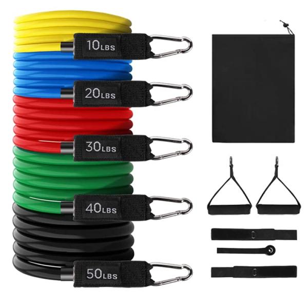 商品名: Ghousetec レジスタンスバンド エクササイズワークアウトバンド レジスタンスバンドセット 5段階 ドアアンカーハンドル 脚 足首ストラップ 筋トレ 物理療法 シェイプ ボディ 積み重ね可能 最大150ポンド Resista...