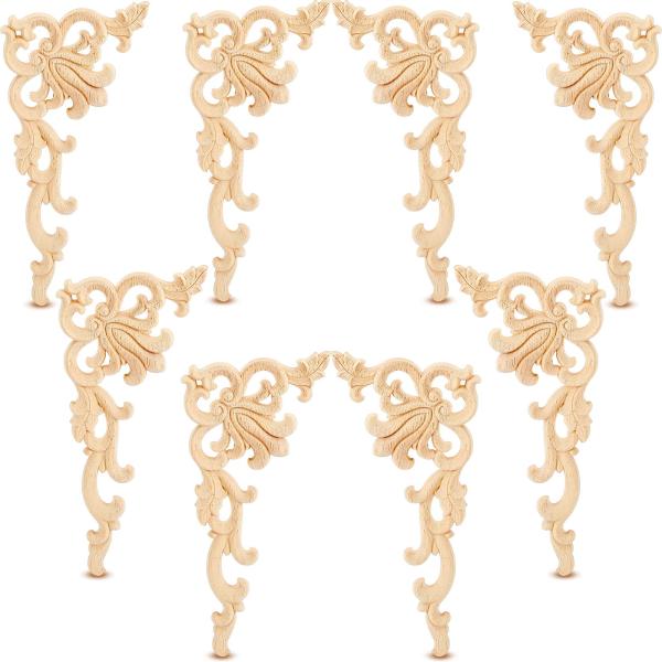 商品名: Yulejo 木製アップリケ オンレイ 装飾木製アップリケ DIY木製アップリケ 家具用オンレイ 未塗装 木彫り コーナーオンレイ アップリケ キャビネット ドア ベッド ワードローブ 家具装飾用 (8) Yulejo Wood ...