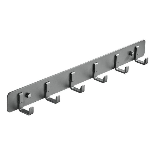 商品名:  Durable Space Aluminum Metal Perforated and Adhesive Wall Mounted Coat Rack, 21 Inch, 6 Hooks, Heavy Duty Metal Co...