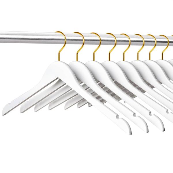 商品名: Amber Home Smooth White Finish Solid Wood Shirt Dress Hangers with Gold Hook 24 Pack, Sturdy Wooden Coat Hangers wi...