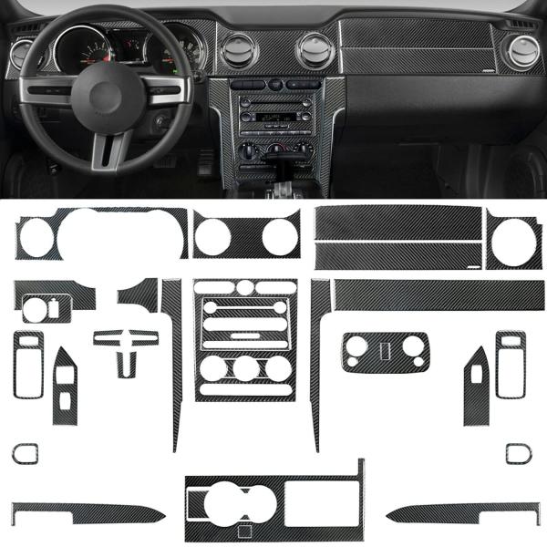 商品名:  Car Interior Accessories 33PCS Carbon Fiber Complete Set of Interior Decals Decorative Set for Ford Mustang 2005-0...