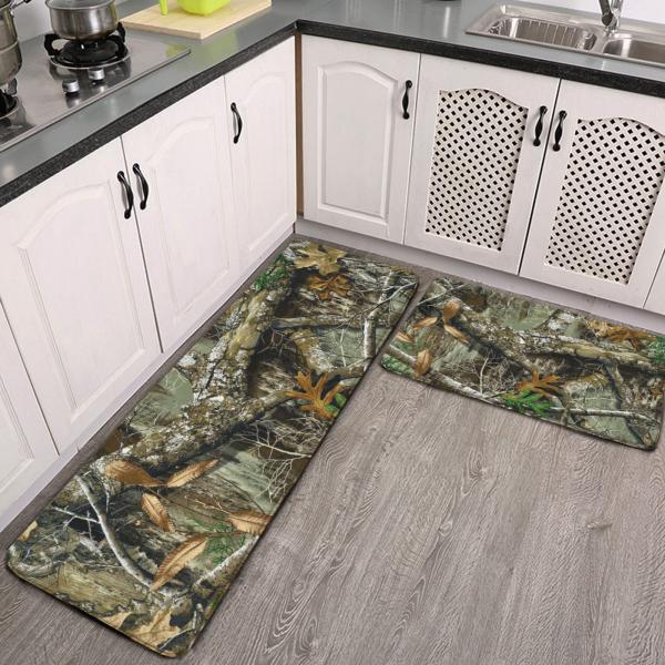商品名:  YouTary Autumn Hunting Tree Camo Pattern Kitchen Rug Set 2 PCS Floor Mats Washable Non-Slip Soft Flannel Runner Ru...
