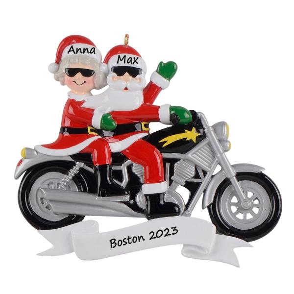 商品名:  Personalized Motorcycle Couple Christmas Ornaments 2023 Mr. &amp; Mrs. Claus Santa Christmas Tree Decor for Sport ...