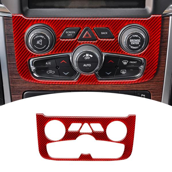 商品名: Bilisin カーボンファイバー カーセントラルコントロール ナビゲーションパネルステッカー エアコンパネルフレーム トリムカバー インテリアアクセサリー 2013-2022 Dodge RAM用 レッド Bilisin Com...