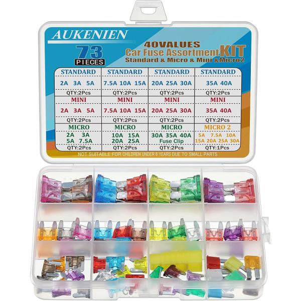 商品名AUKENIEN Car Auto Automotive Fuses Assortment Kit 40 Values Standard Mini Low Profile Micro Micro2 2A 3A 5A 7.5A 10A ...