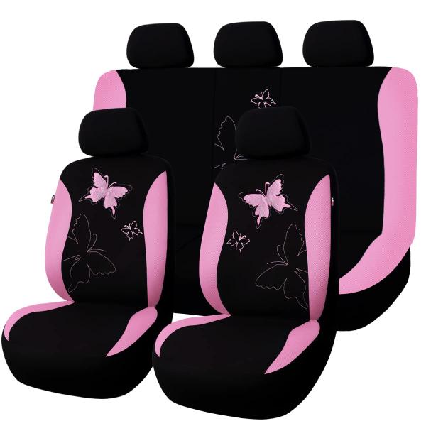 商品名:  Flying Banner Butterfly car seat Covers ful Set Fashion Universal Lady Woman Female Rear Bench Split Colorized (Pi...