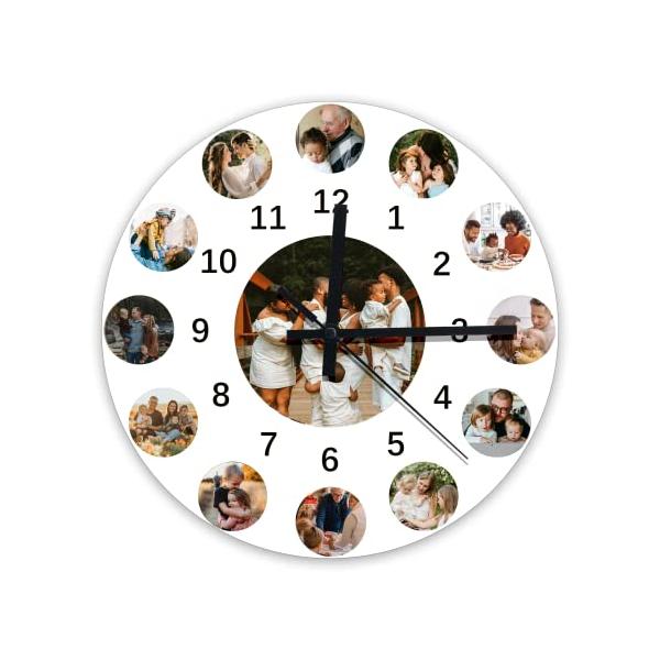 商品名:  WERWAES Personalized Photo Wall Clock Personalized Custom PVC Silent Non Ticking Clocks for Living Room Decor Wedd...