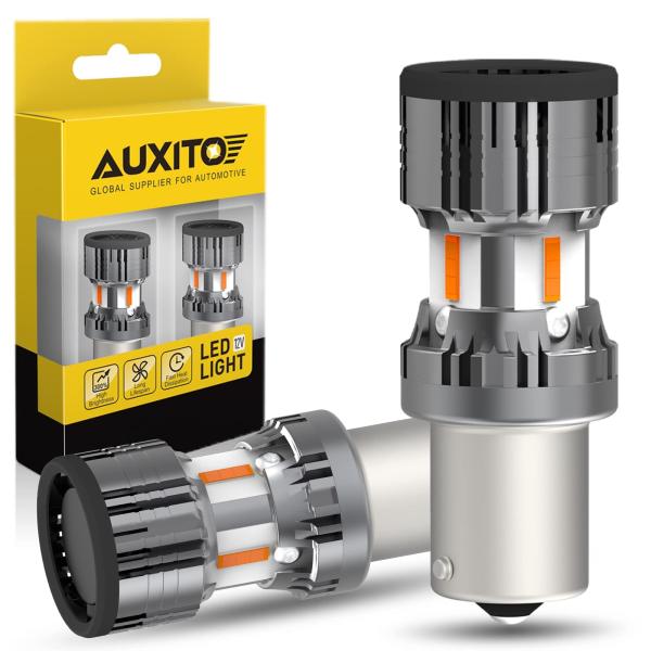 商品名:  AUXITO 2023 Upgraded 1156 LED Bulbs Turn Signal Light with Fan, 4000LM 600％ Super Bright Amber Yellow, BA15S 1141 ...