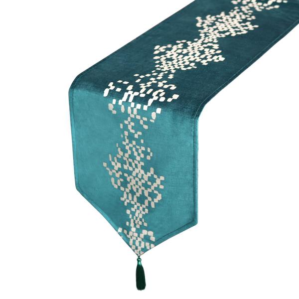商品名:  Vzaahu Table Runner for 6 Seater Dining of Size 12 x 70 inch - Peacock Blue | Decorative Cloth for Party, Home, Ca...