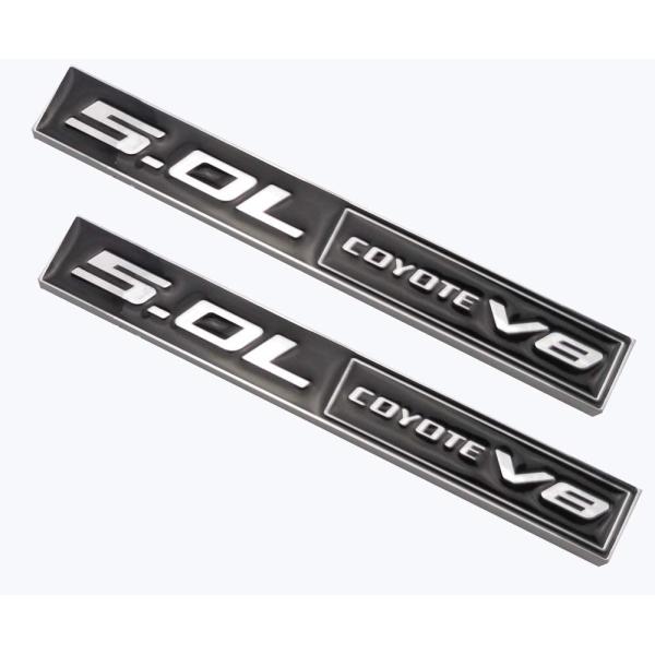 商品名:  ATIMAX Black 2pcs for 5.0L Coyote V8 Emblems, 3D Trim Fender Hook Trunk Badge Decals Stickers Compatible for Musta...