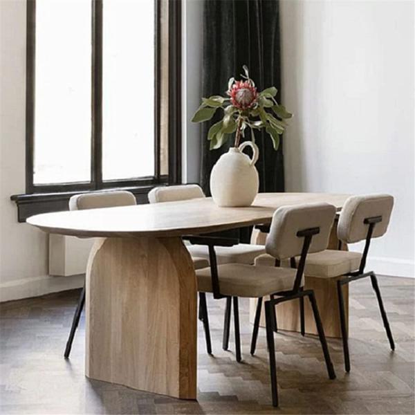 商品名:  NIUYAO Modern Solid Oval Table with Double Pedestal, Natural Wood Wabi-sabi Style Simplicity Furniture for Dining ...
