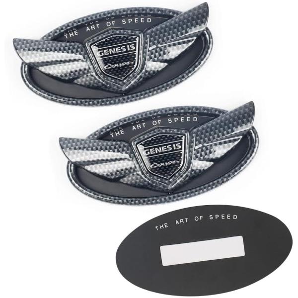 商品名ATIMAX 2pc Black Front Rear ABS Wing Logo Car Emblem Badge for 2010-19 Genesis Coupe (Carbon Fiber)ブランド：ATIMAX商品サイズ：高...