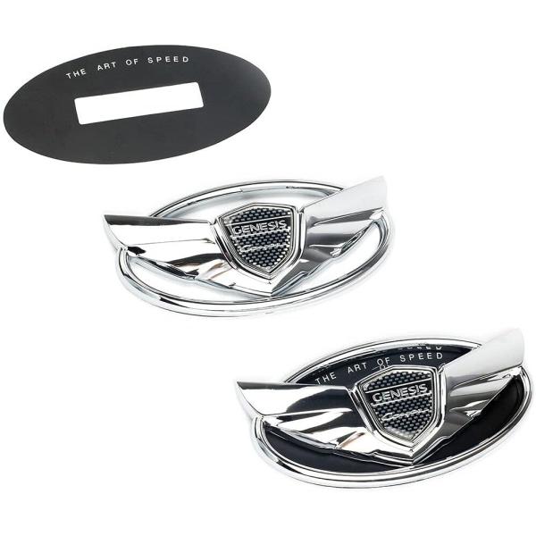 商品名ATIMAX 2pc Black Front Rear ABS Wing Logo Car Emblem Badge for 2010-19 Genesis Coupe (Silver)ブランド：ATIMAX商品サイズ：高さ：3.7 ...