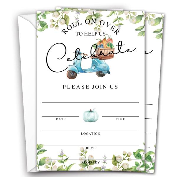 商品名: 秋のテーマ リトルパンプキン ベビーシャワー 招待状 スイートパンプキン is on the Way 紅葉 4インチ x 6インチ 性別発表 中立 記入式招待状20枚 &amp; 封筒 (Himo046) Green Plants...