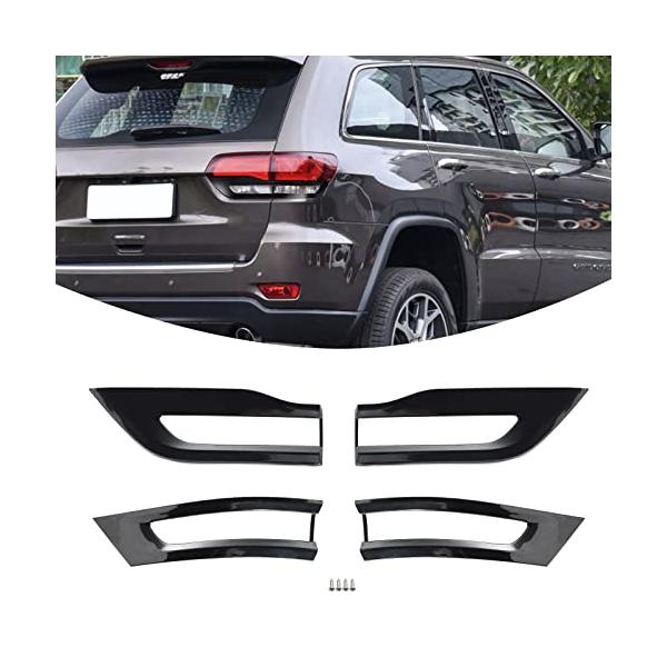 商品名: PDKLIN ブラック リアテールライト ランプ トリム ベゼルカバーキット 2014-2020 ジープ グランドチェロキー エクステリアアクセサリー PDKLIN Black Rear Tail Light Lamp Trim ...