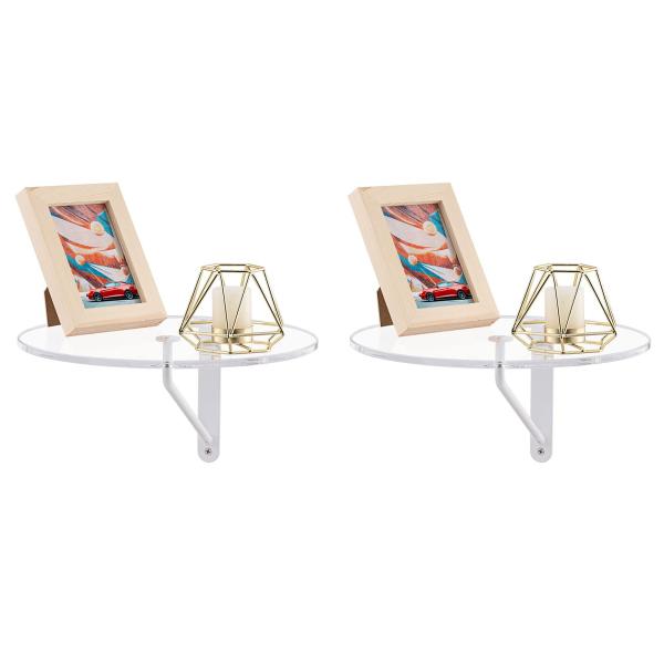 商品名: HMYHUM アクリル フローティング ナイトスタンド 2個セット 壁掛けベッドサイドテーブル 寝室用 メタルブラケット付き 吊り下げ 18ポンド 荷重 ラウンド 長さ11.8インチ x 幅11.8インチ x 高さ5.9インチ ク...